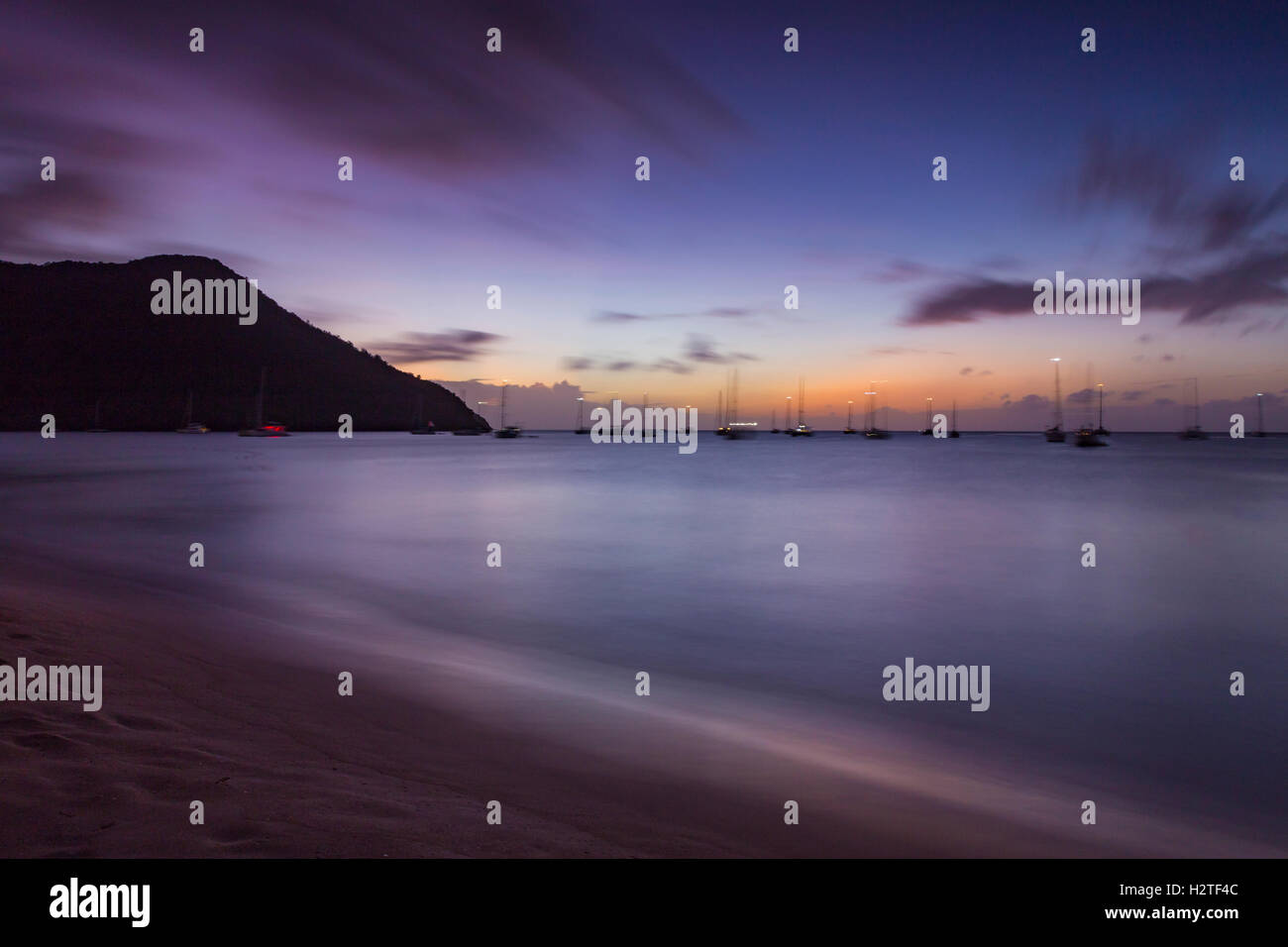 Rodney Bay Sunset from Reduit Beach, Saint Lucia Stock Photo - Alamy