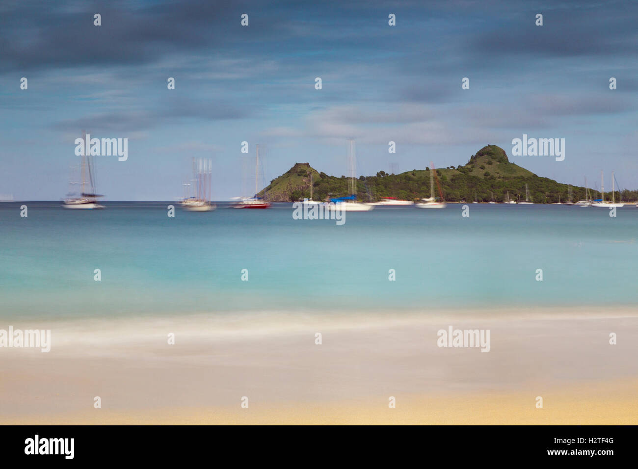 Pigeon Island and Rodney Bay from Reduit Beach, Saint Lucia Stock Photo ...
