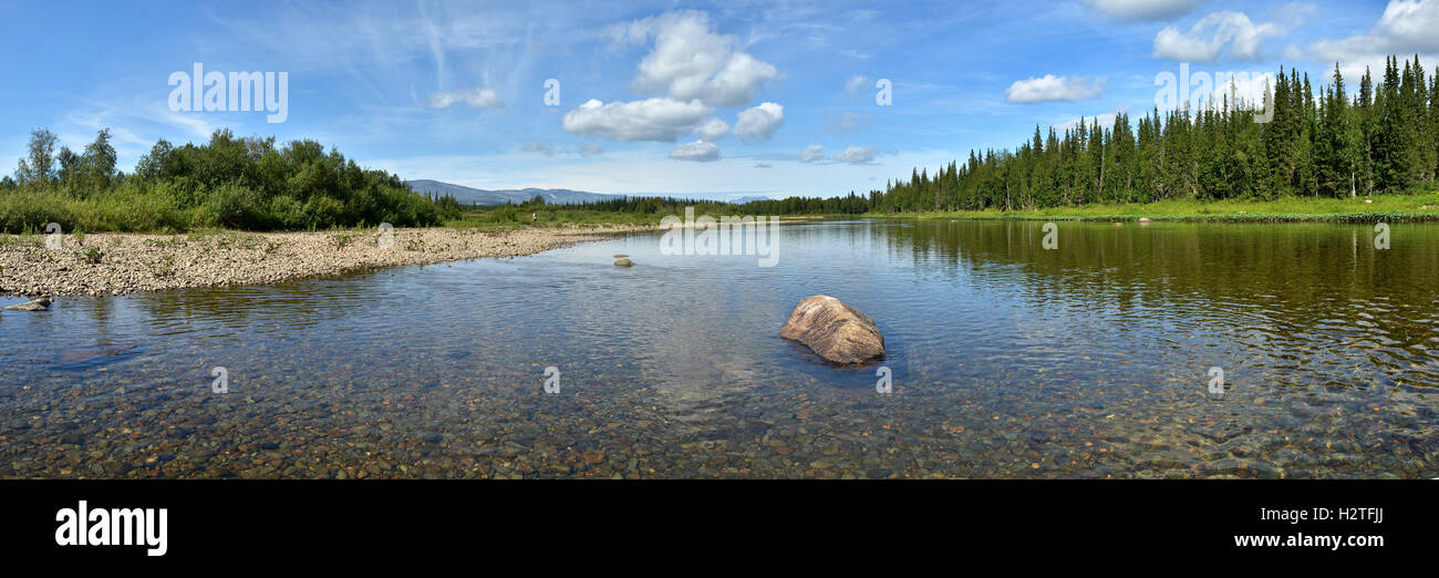 Panorama of North river protected. The Northern Urals. The national ...