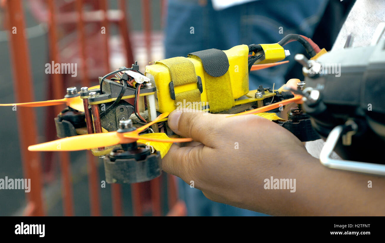 Modern handmade FPV drone in man's hands Stock Photo - Alamy