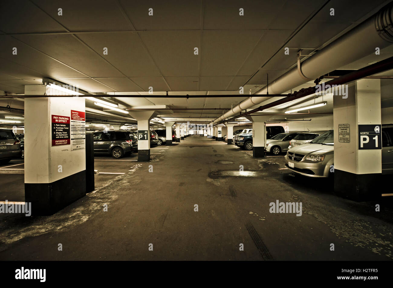 Underground parking at night Stock Photo - Alamy