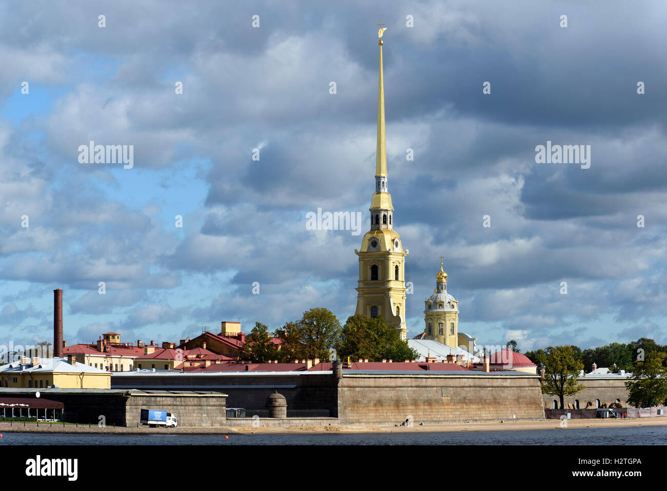 Peter and Paul fortress and church on Hare-Island, St. Petersburg, Russia, UNESCO-world heritage ...