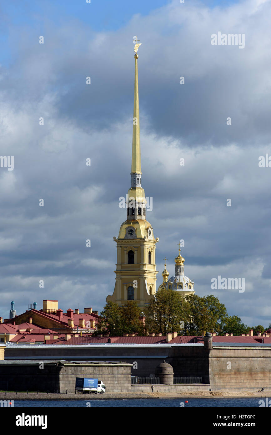 Peter and Paul fortress and church on Hare-Island, St. Petersburg, Russia, UNESCO-world heritage ...