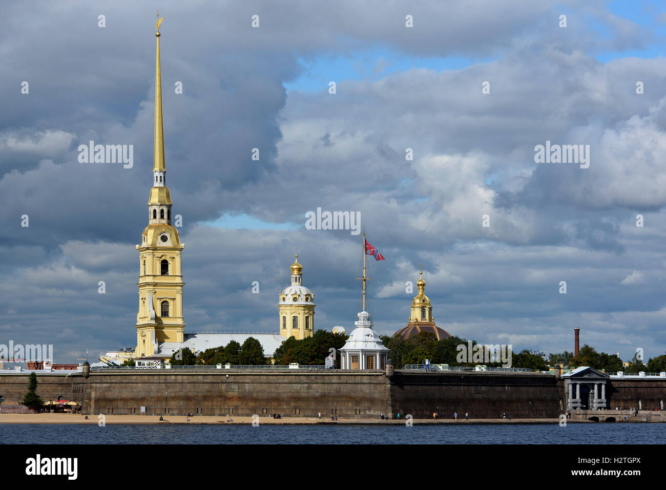 Peter and Paul fortress and church on Hare-Island, St. Petersburg, Russia, UNESCO-world heritage ...