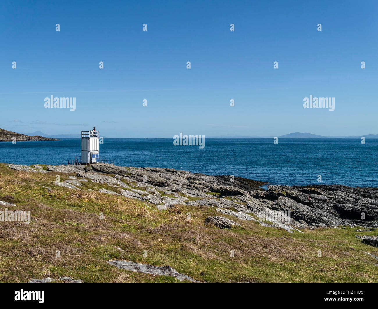 Modern solar powered lighthouse, Scalasaig, Isle of Colonsay, Scotland ...