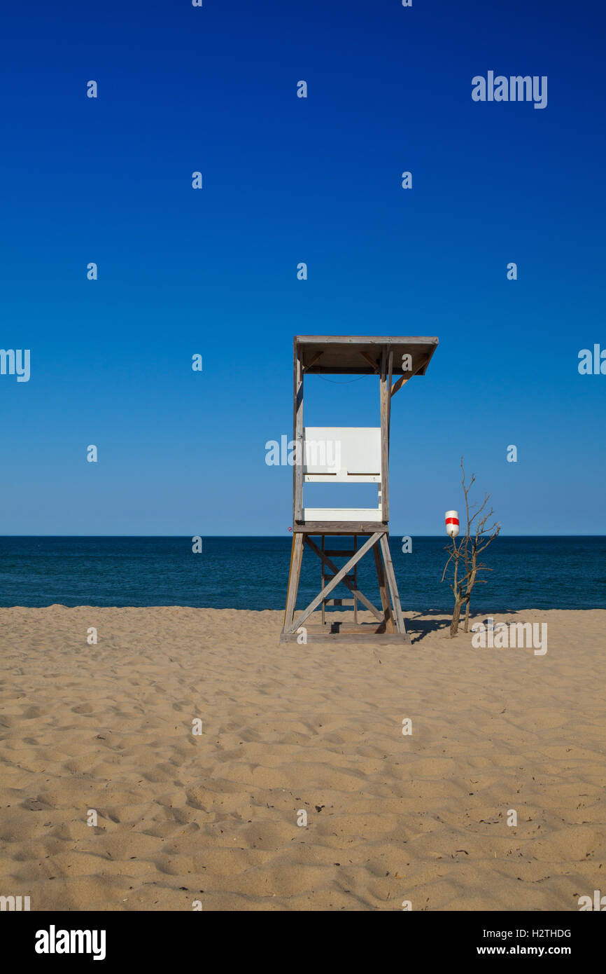 Watchtower on the empty beach, Cape Cod, Massachusetts, USA Stock Photo ...