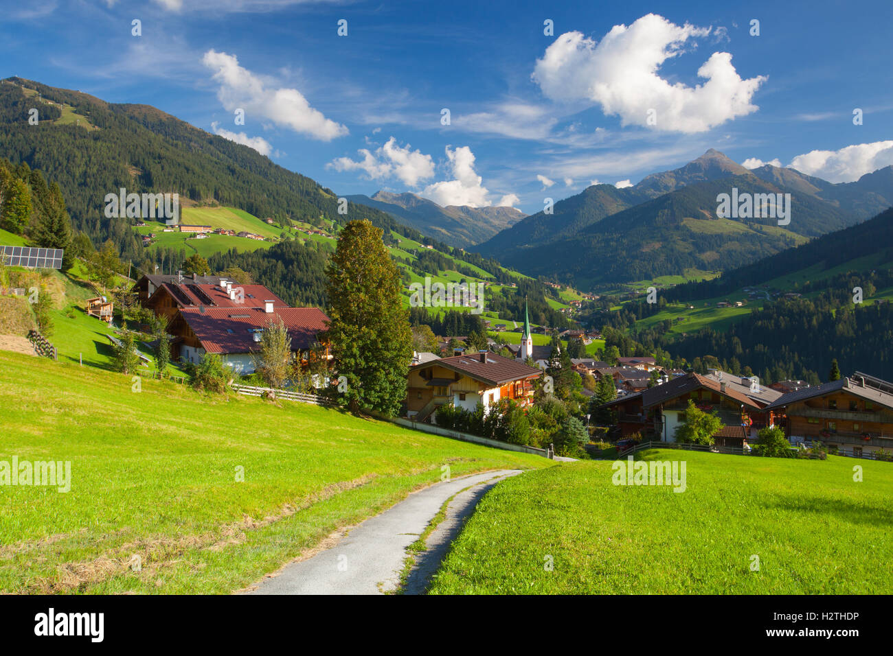 The alpine village of Alpbach and the Alpbachtal (Alpbach valley ...
