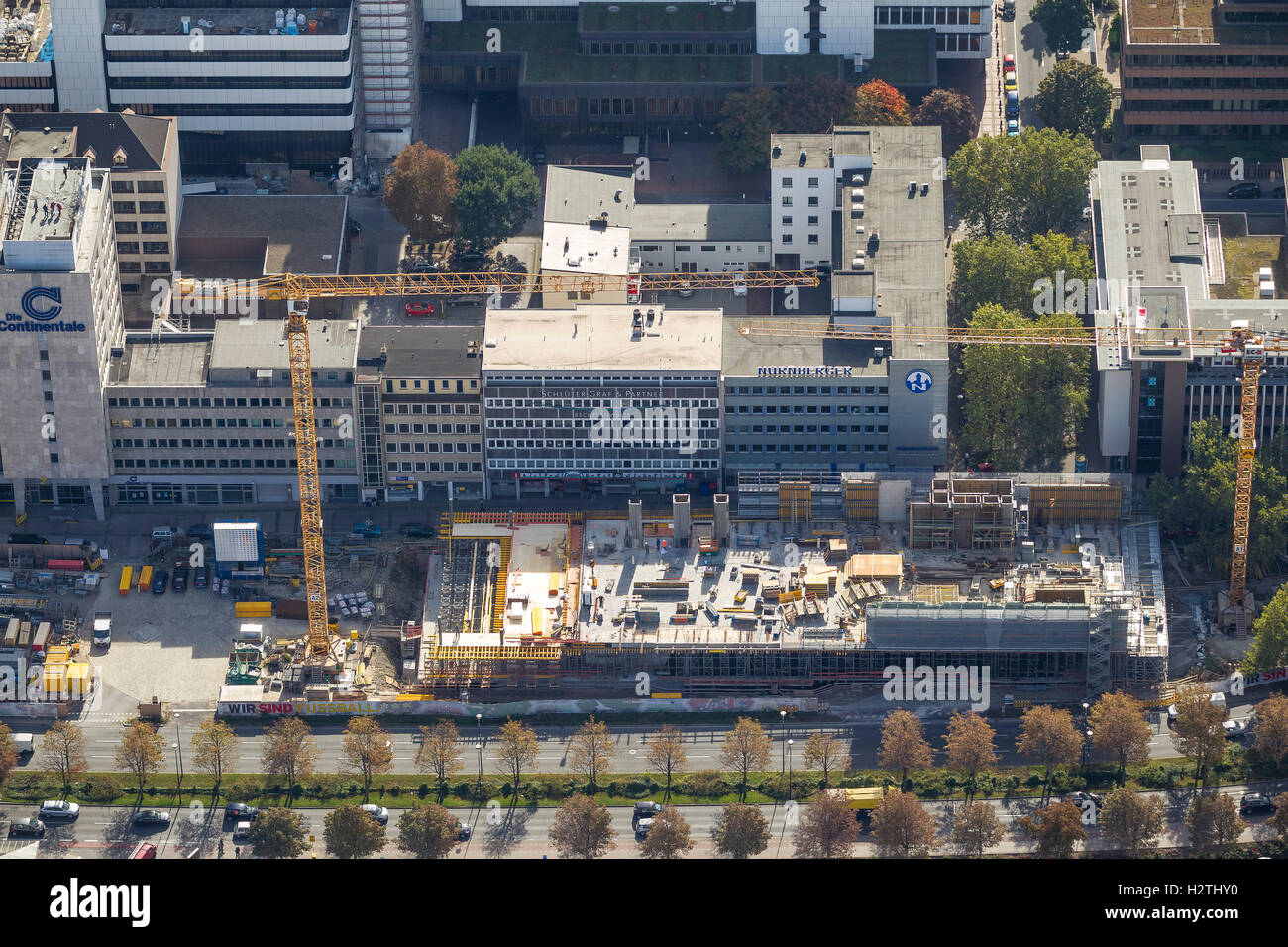Aerial picture, German football museum towards of the Dortmund railway ...