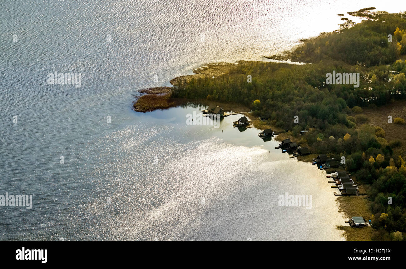 Aerial picture, island lake, Gustrow, Müritz sea scenery, Mecklenburg ...