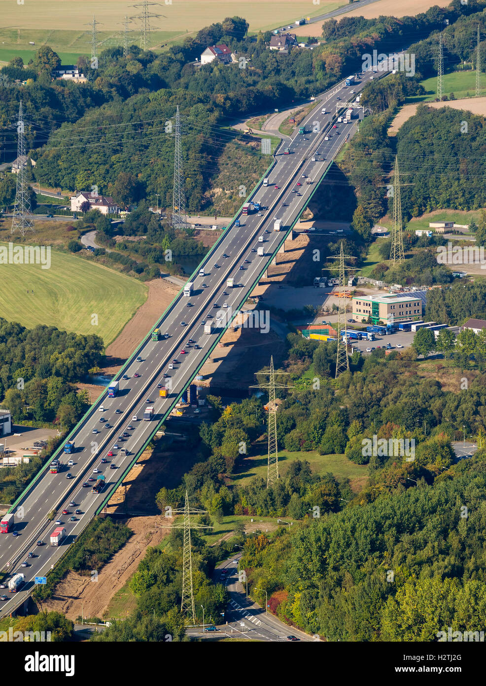 Aerial picture, A-45 building site in the bridge Halden-Berchum ...