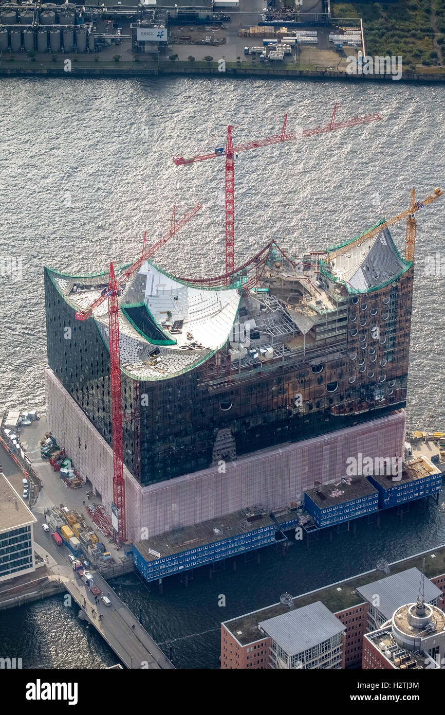 Aerial picture, building site of the ElbPhilharmonie Hamburg ...