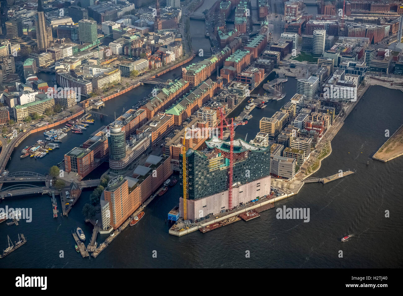 Aerial picture, building site of the ElbPhilharmonie Hamburg ...