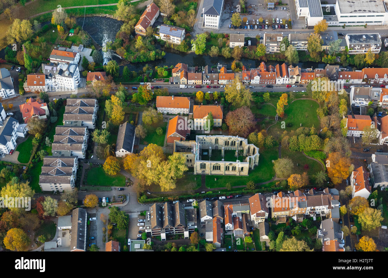Aerial view, Stiftsruine Lippstadt, Lippstadt, Soest Boerde, Kreis ...