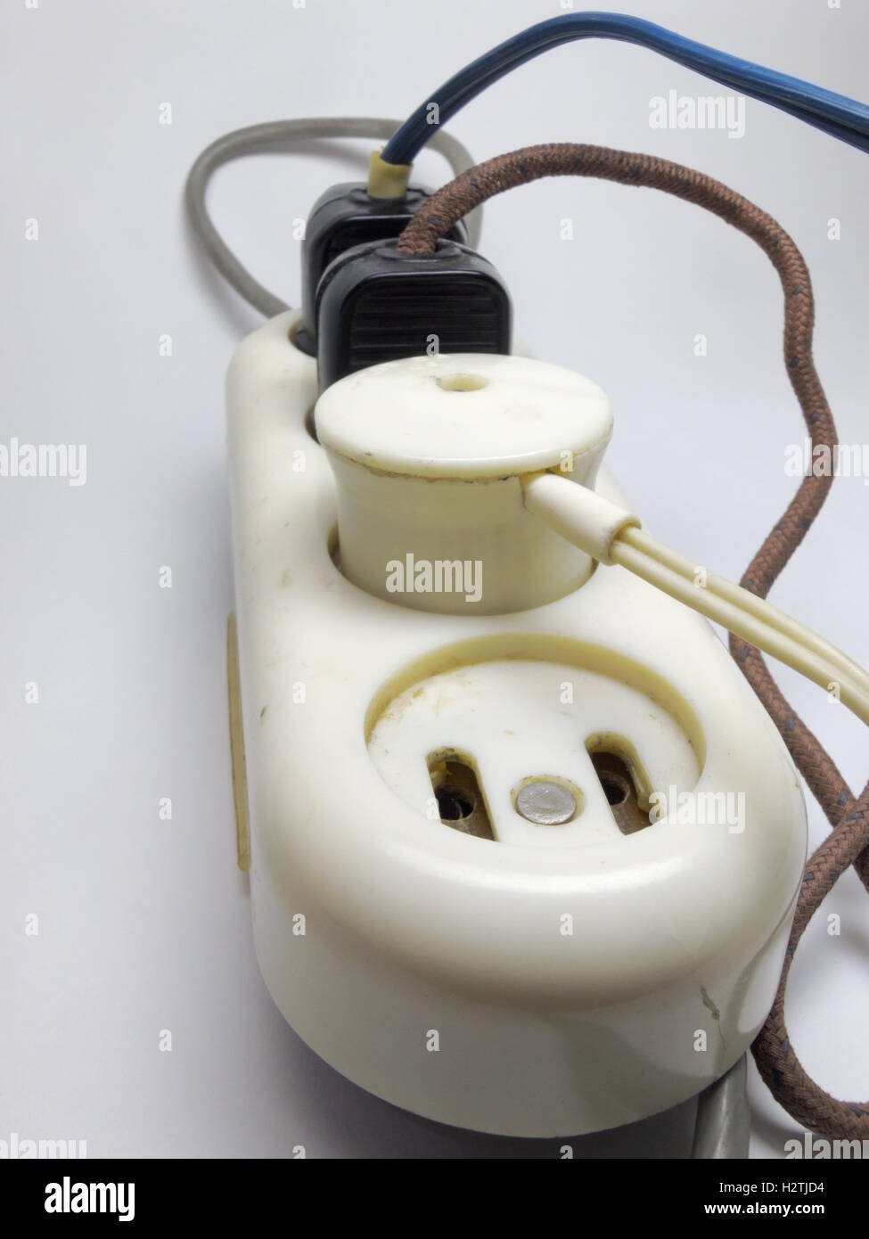 Vintage the socket outlet extension cord. Free for one connection Stock ...