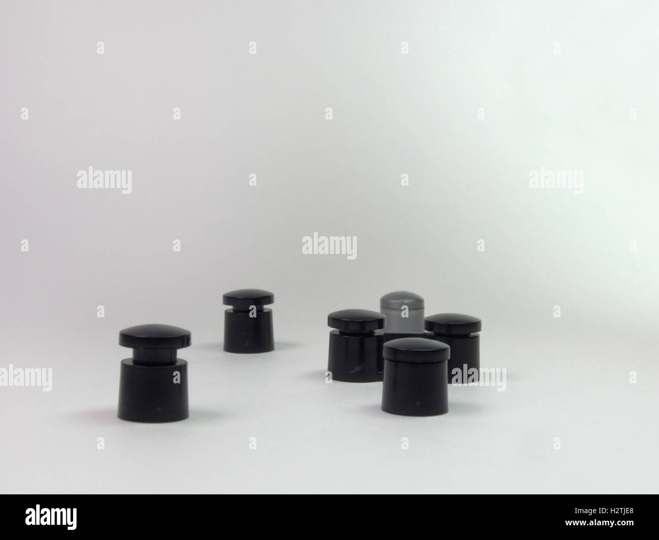 the legs and the stub of racks for disks, intricately laid out on white ...