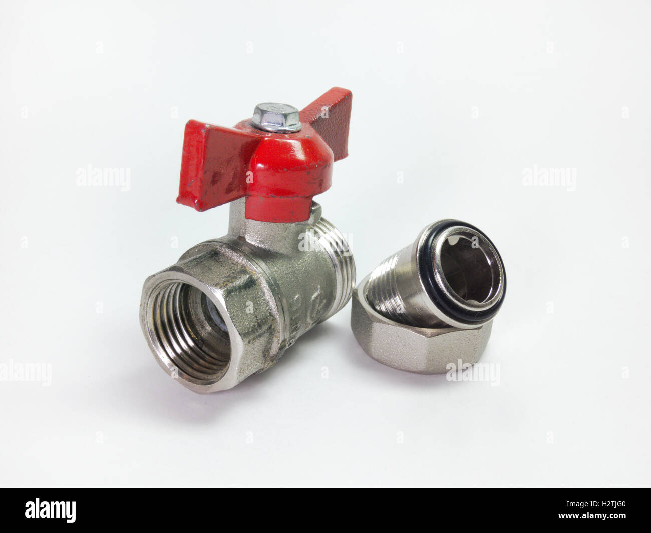 The ball valve and threaded fittings Stock Photo - Alamy