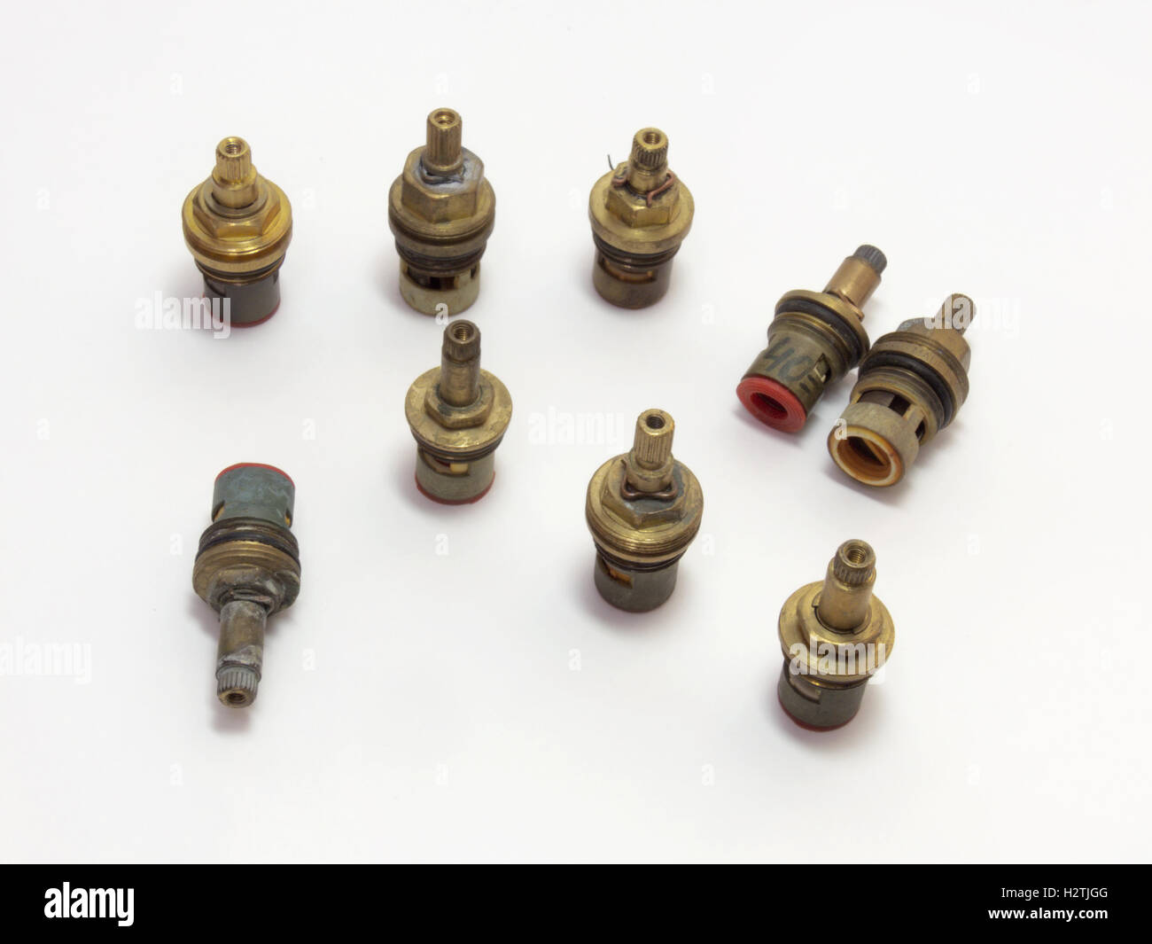 Set of ceramic shut-off valves for hot and cold water Stock Photo - Alamy