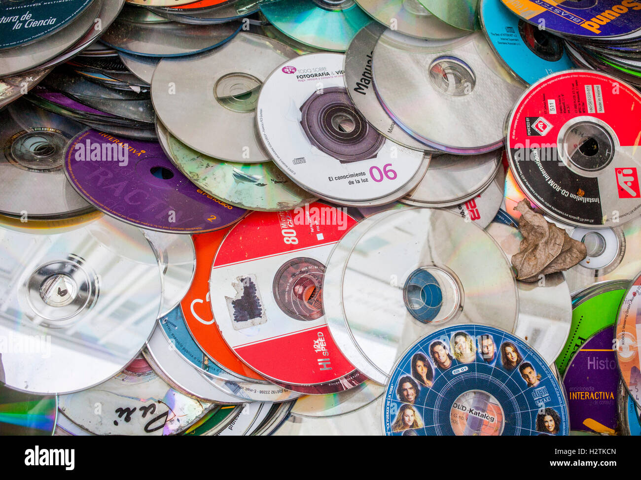CD's storage to recycle, recycling center Stock Photo - Alamy