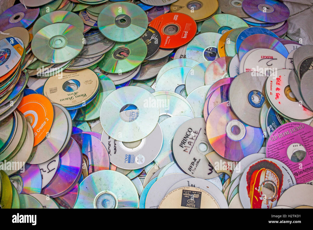 CD's storage to recycle, recycling center Stock Photo - Alamy