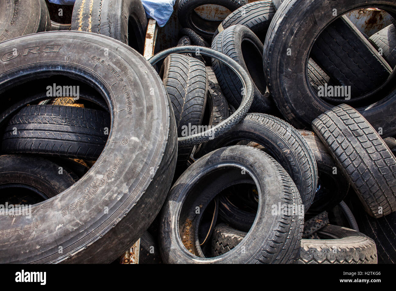 Tire storage to recycle,recycling center Stock Photo - Alamy