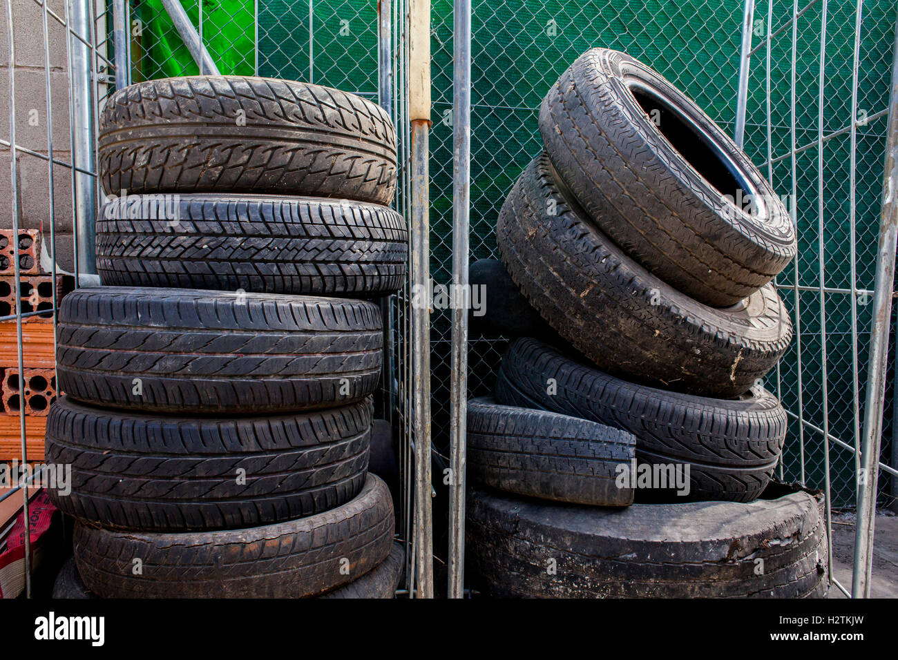 Tire storage to recycle,recycling center Stock Photo - Alamy