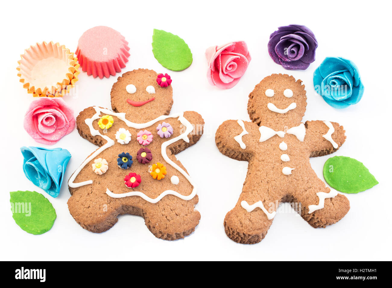 Gingerbread Man and Woman Cookies Stock Photo - Alamy