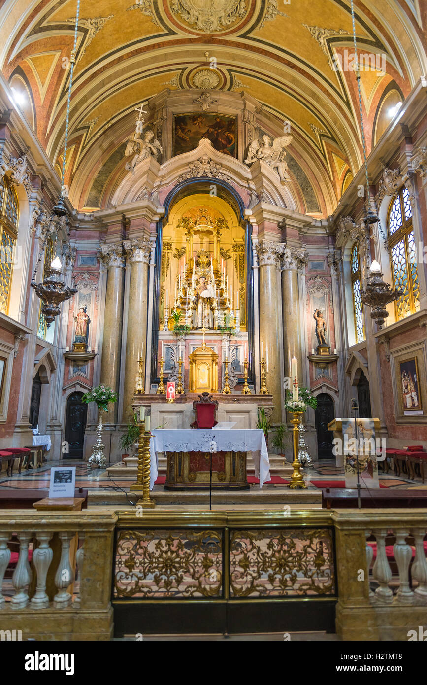 Lisbon, Portugal - April 21 ,2014: Se Cathedral interior, the main and ...