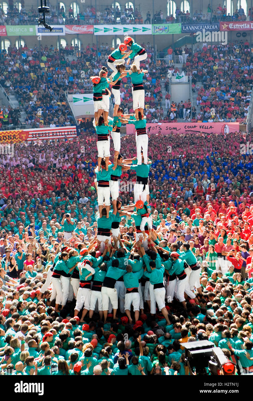 Castellers de Vilafranca.'Castellers' building human tower, a Catalan ...
