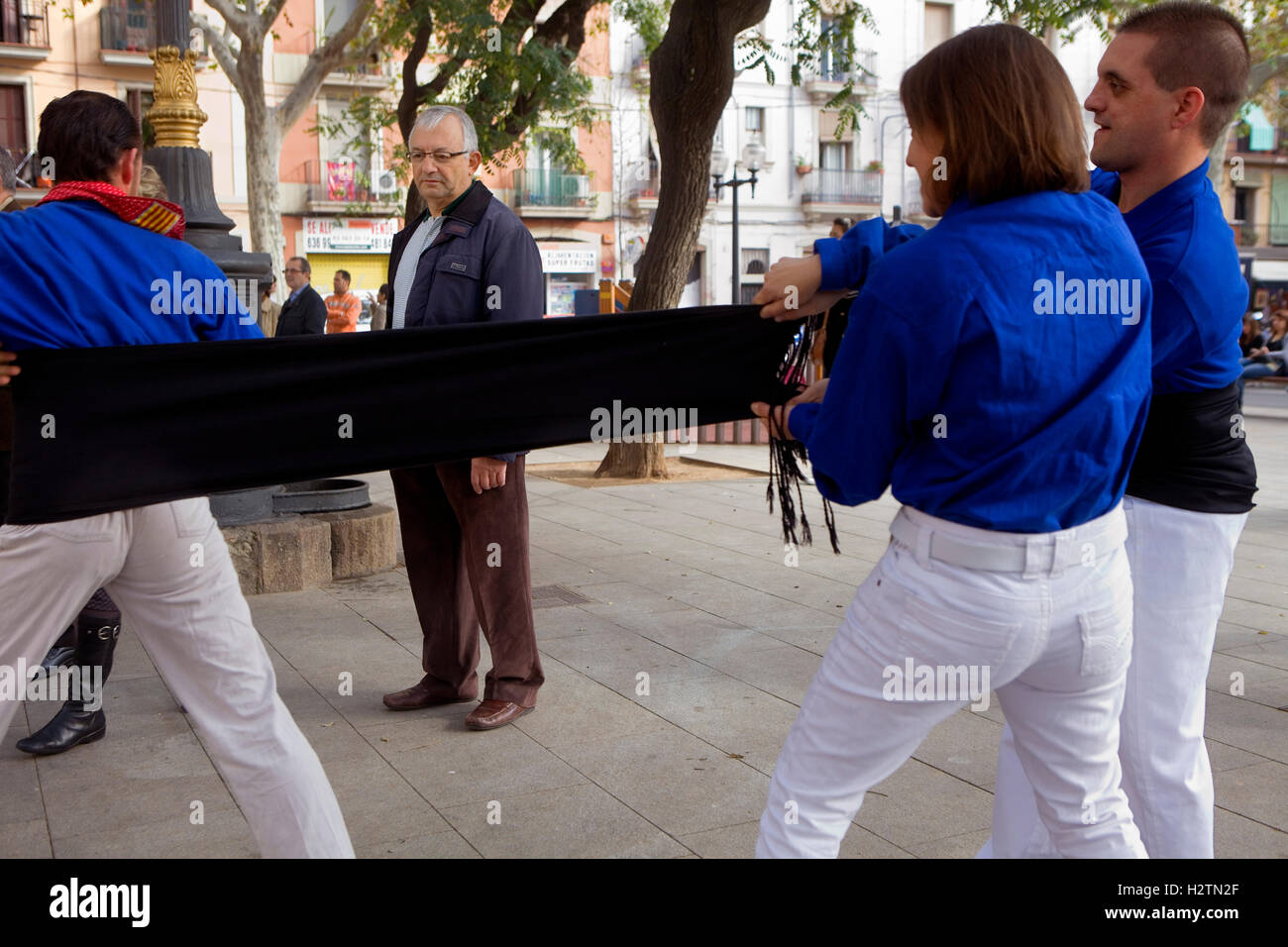 `Castellers´ preparing to build a human towers.Castellers d´Esplugues ...