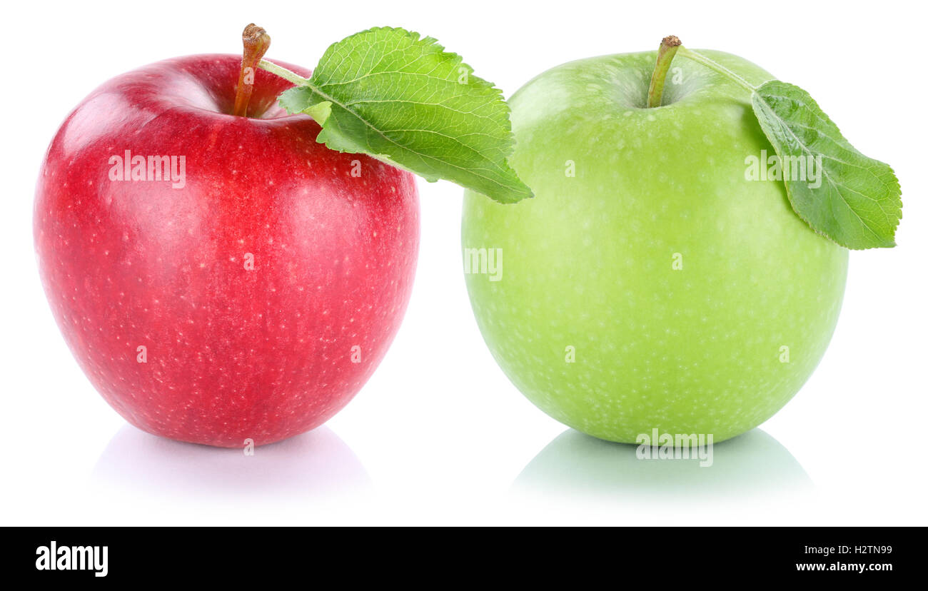 Apple fruit apples fresh fruits red green isolated on a white ...