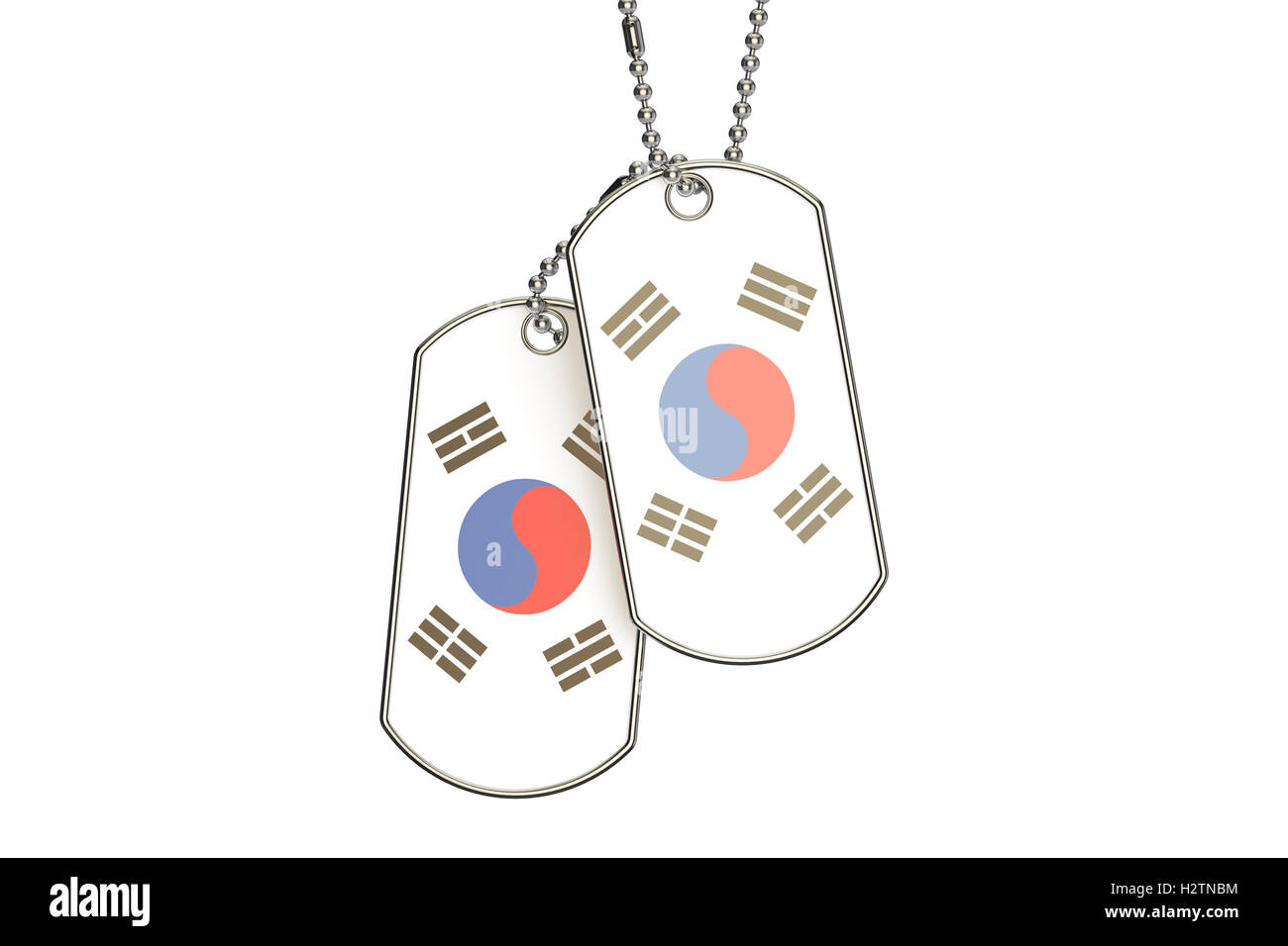 South Korea Dog Tags, 3D rendering isolated on white background Stock ...