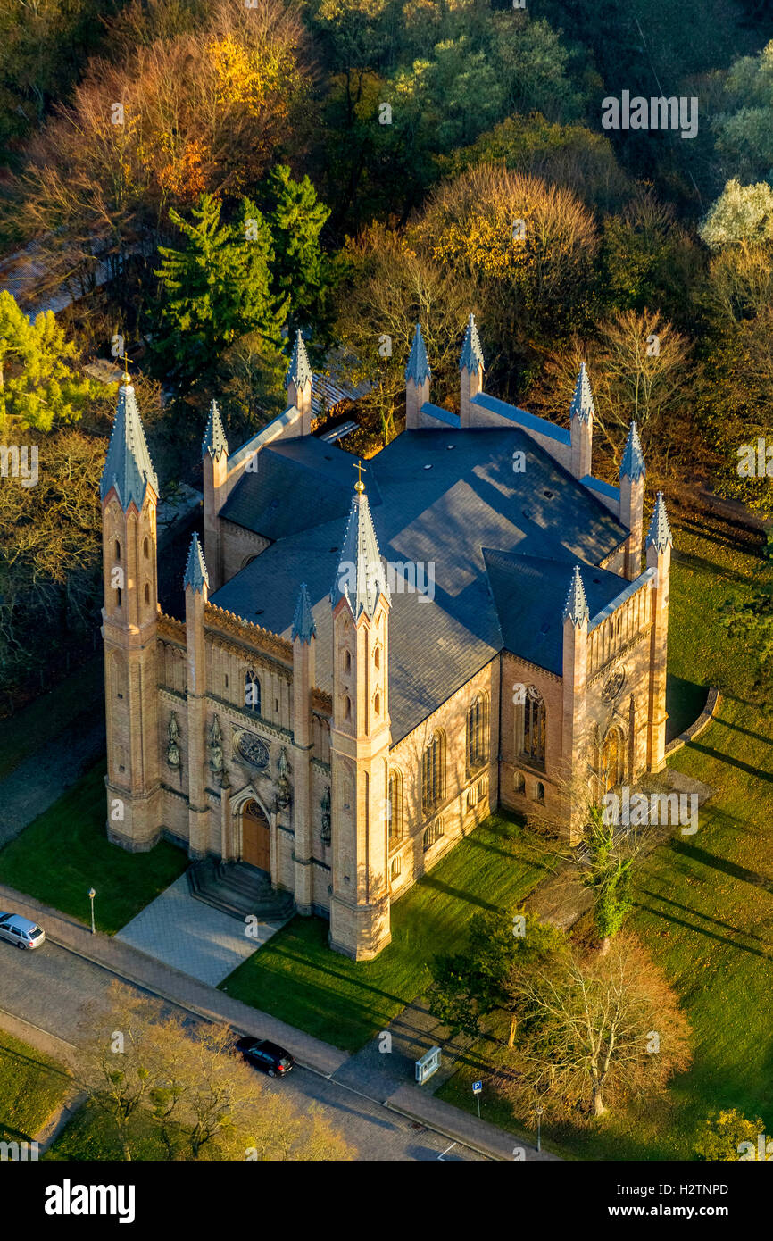 Aerial view, Castle Church Neustrelitz, Neustrelitz, Mecklenburg Lake ...