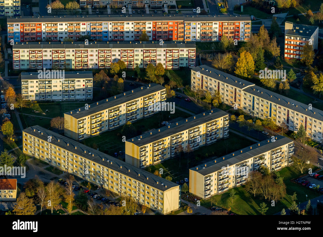 Aerial view, disk settlement Neustrelitz, Neustrelitz, Mecklenburg Lake ...