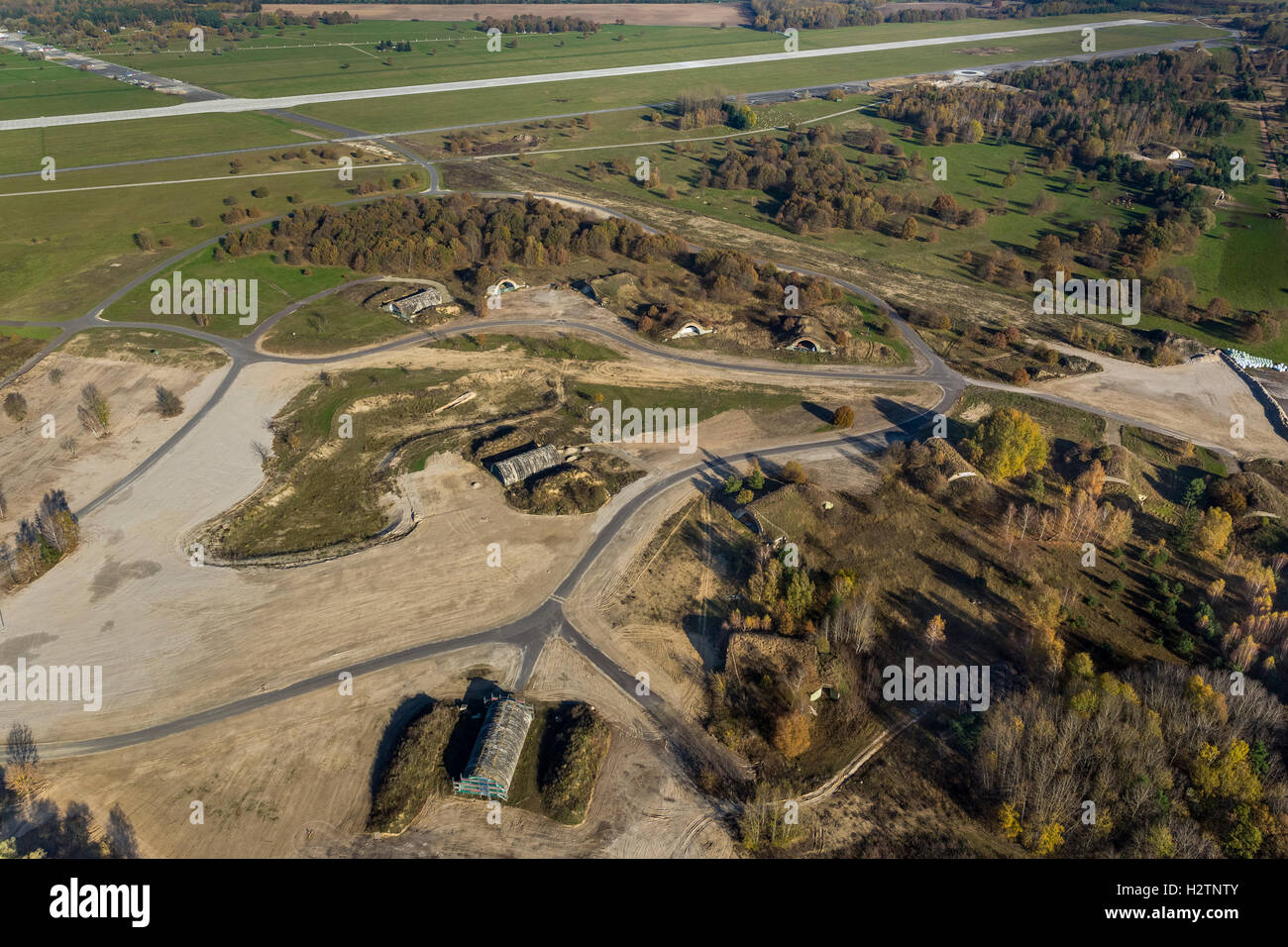 Aerial photo, airport, airfield Rechlin-Lärz, Rechlin Airpark, runway ...