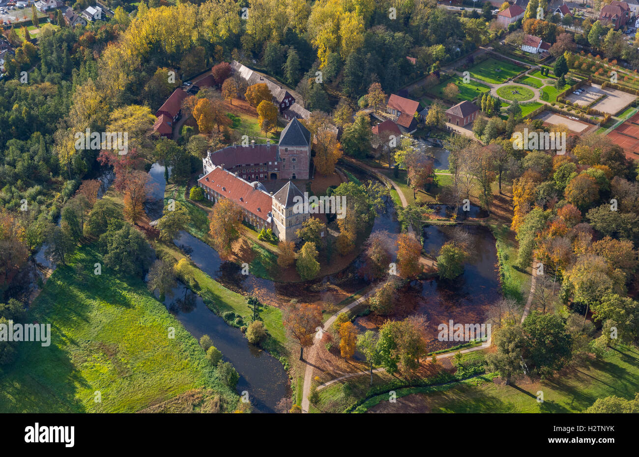 Aerial view, Rheda castle, Rheda castle, Roterpfuhl, Ems, aerial view ...