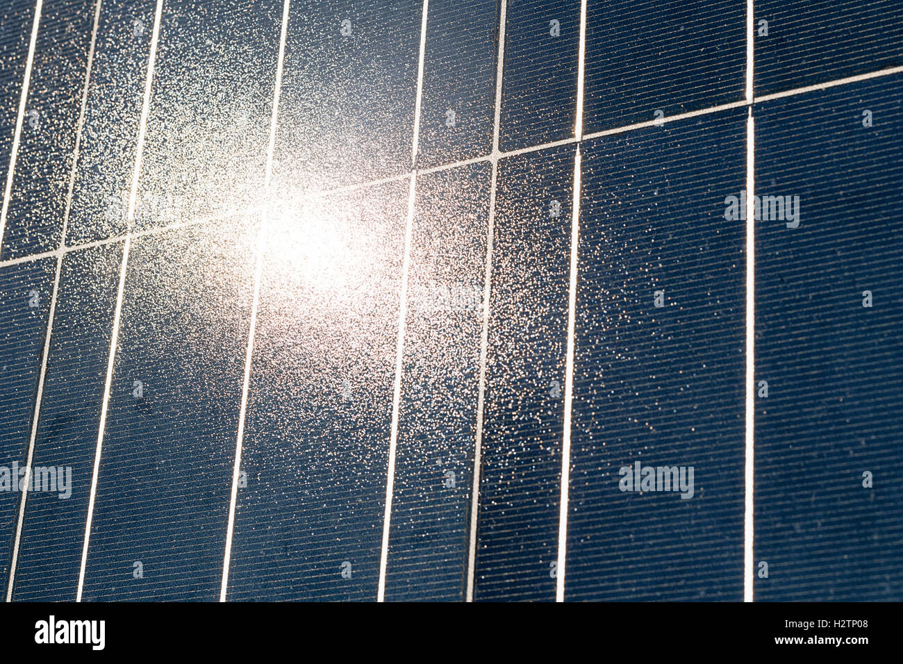Solar energy production. Photovoltaic module with Sun reflection Stock ...