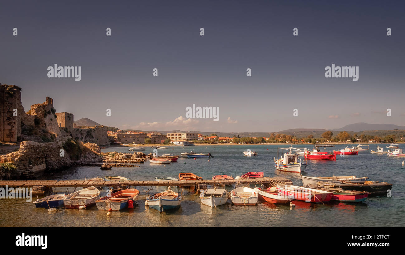 Harbour view of Methoni, Greece Stock Photo - Alamy