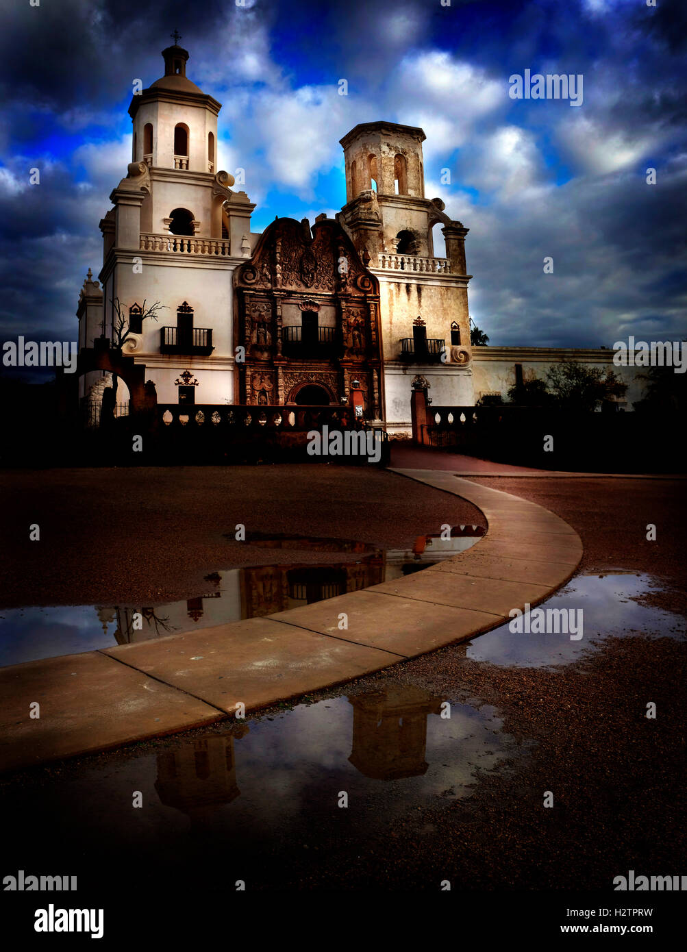 San Xavier mission in Tucson Arizona Christian church with cross Stock ...