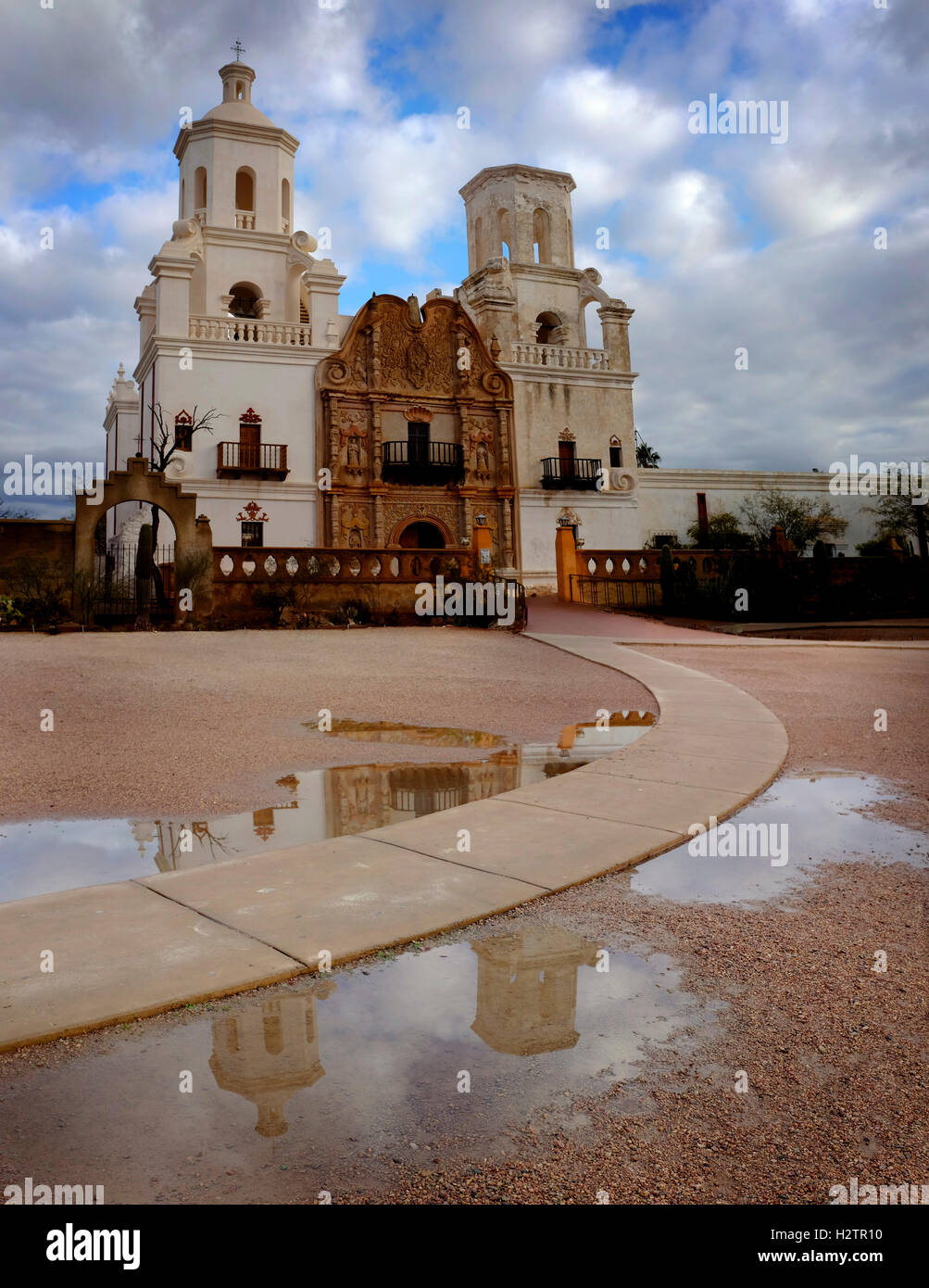 San Xavier mission in Tucson Arizona christian church with cross Stock ...