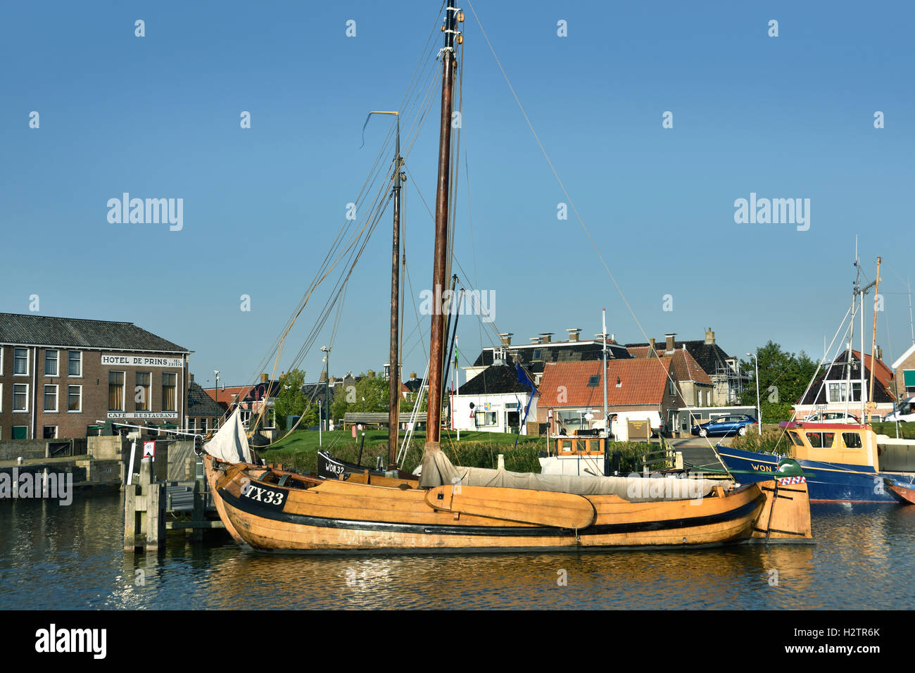 Texel Netherlands boat Oudeschild port harbor boat Wadden Sea Waddenzee ...