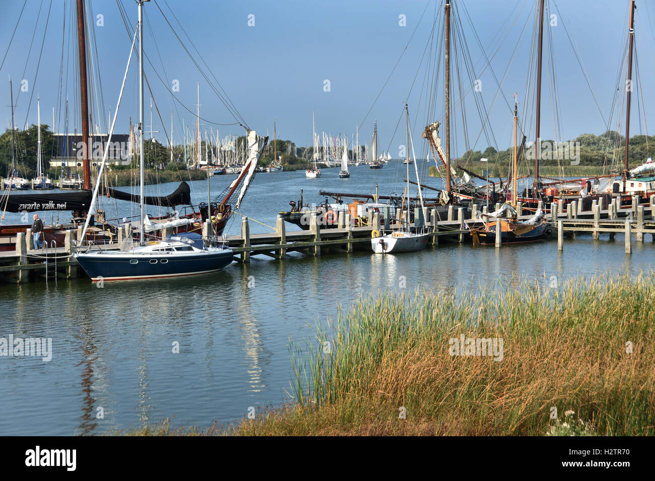 Texel Netherlands boat Oudeschild port harbor boat Wadden Sea Waddenzee ...