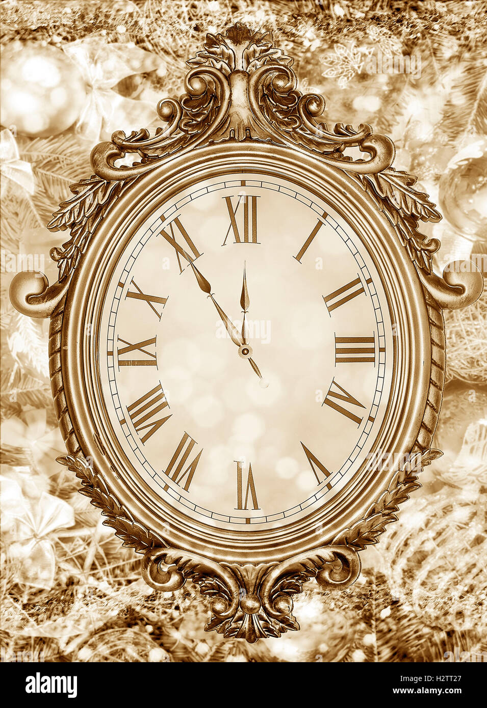 New year's clock. New Year clock on the background of Christmas ...