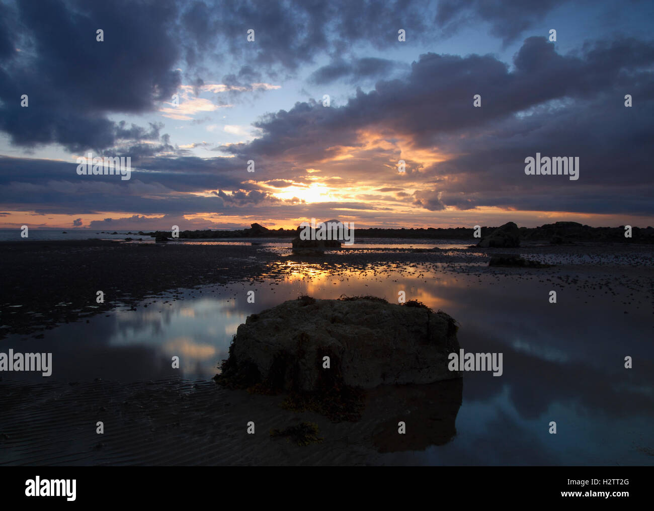 Sunset over Ailsa Craig & The Isle of Arran from the beach at ...