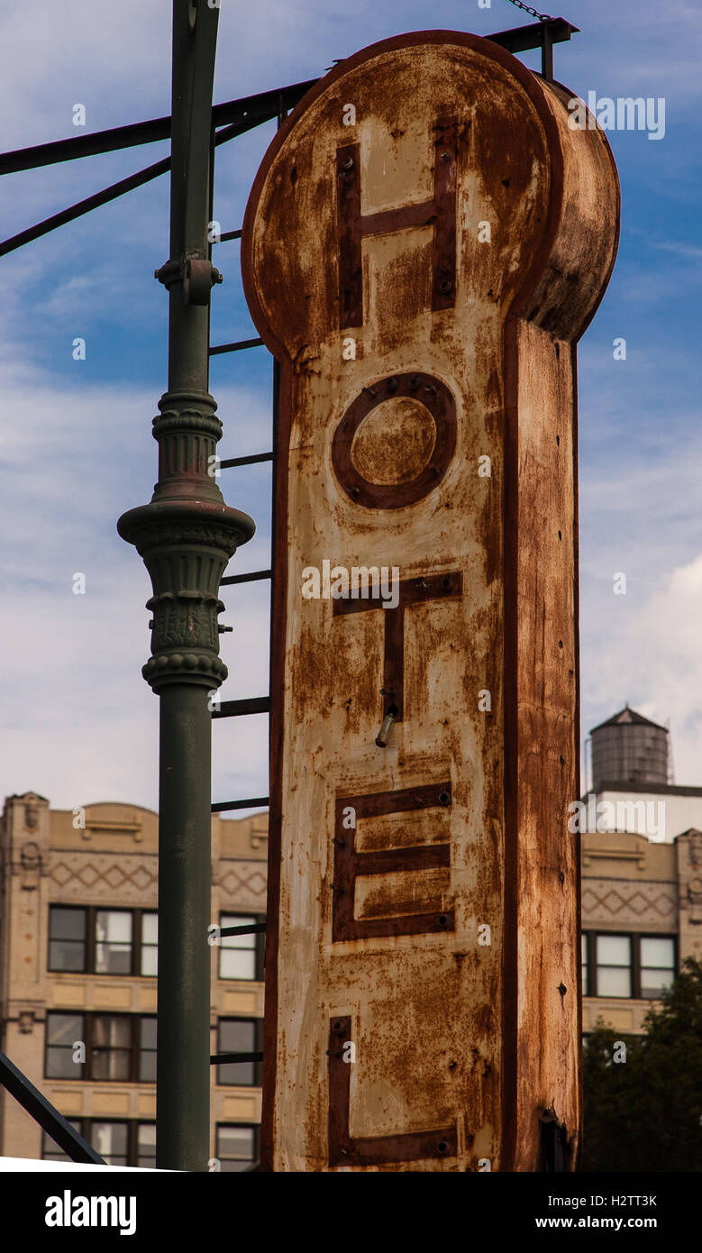 Old decrepit Hotel sign Stock Photo - Alamy