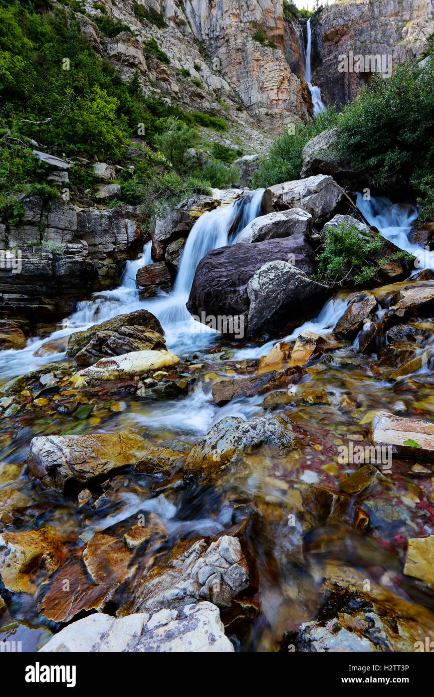 Waterfall in Glacier National Park Montana Apikuni Falls Stock Photo ...