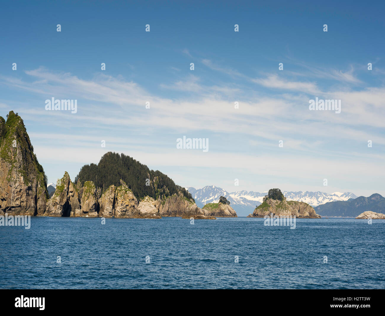 Chiswell islands and mountains, Resurrection Bay, Kenai Fjords National ...