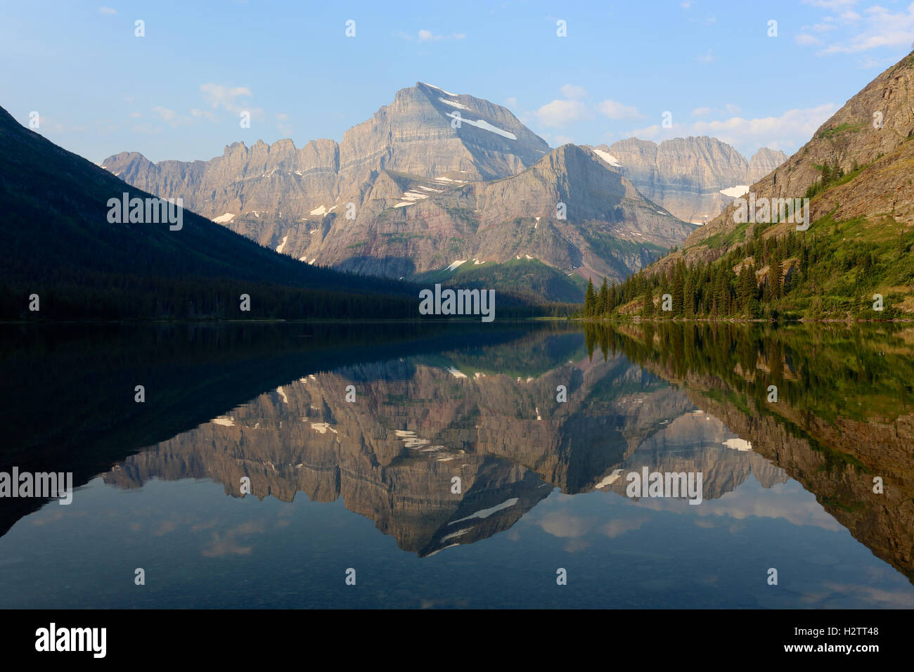 Mount Gould and Lake Josephine reflection of rocky mountain landscape ...