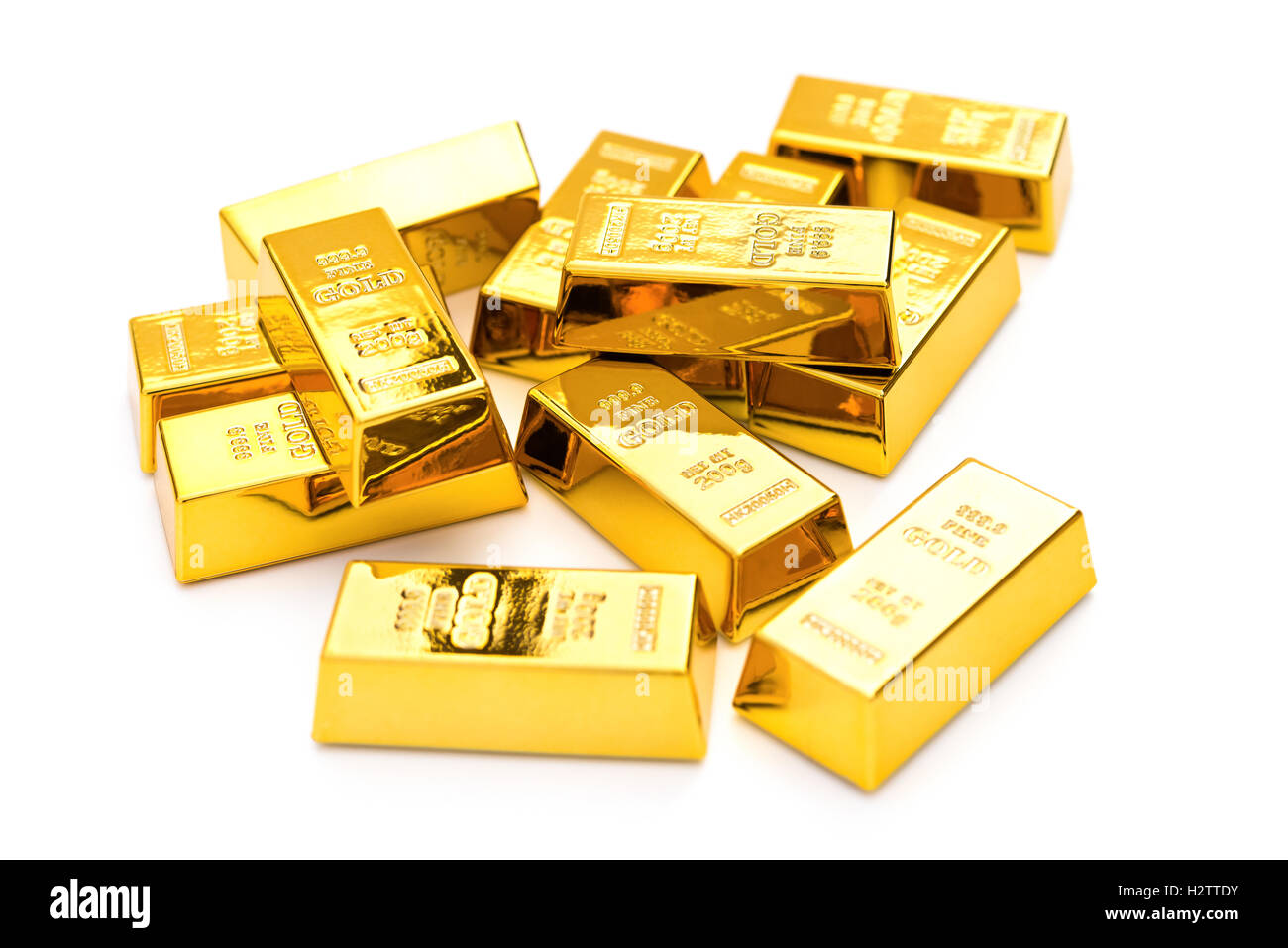 gold bars on a white background Stock Photo - Alamy