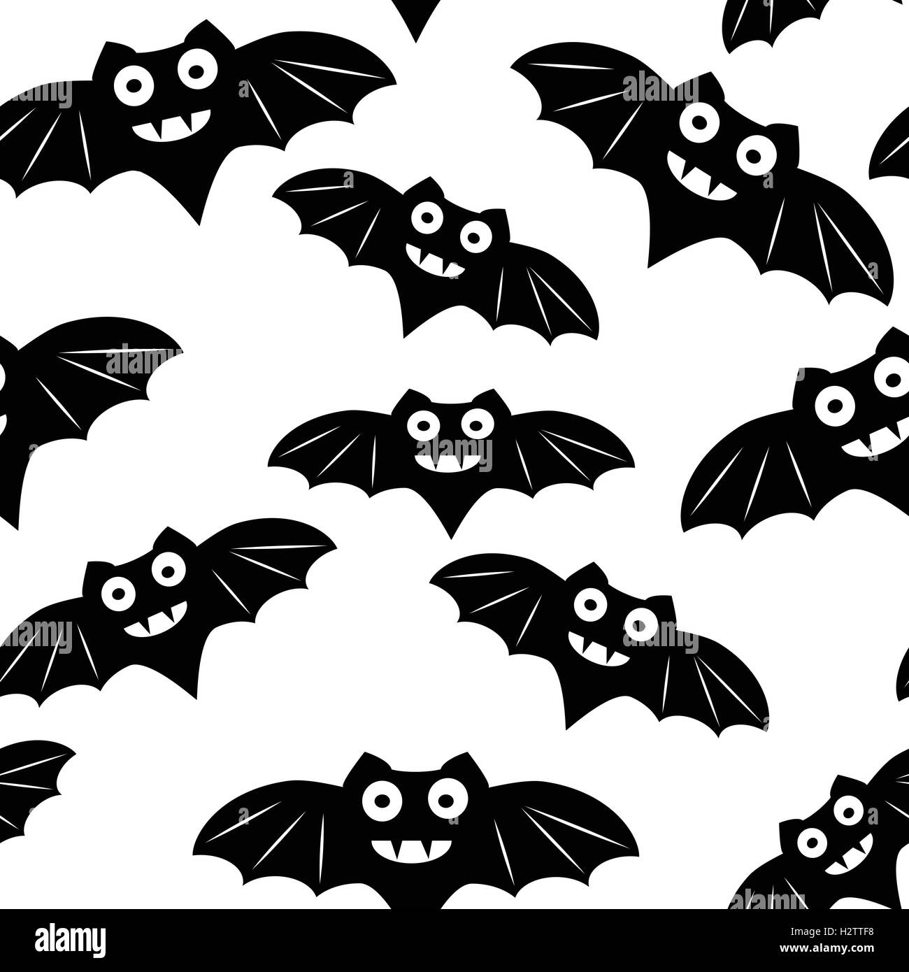 Halloween seamless pattern with black bat. Beautiful vector background ...