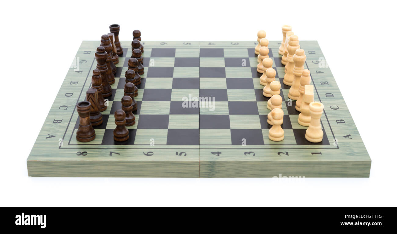 chess board with chess pieces on white Stock Photo - Alamy